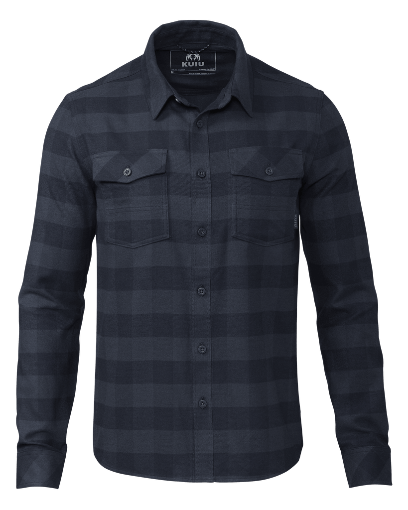 Men's Buffalo Check Plaid Flannel Work Shirt - Steel Blue | KUIU