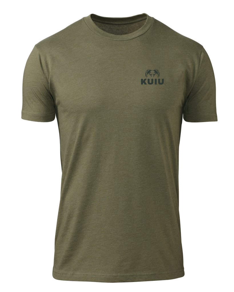 KUIU Here to Hunt Back Logo T-Shirt | Military Green