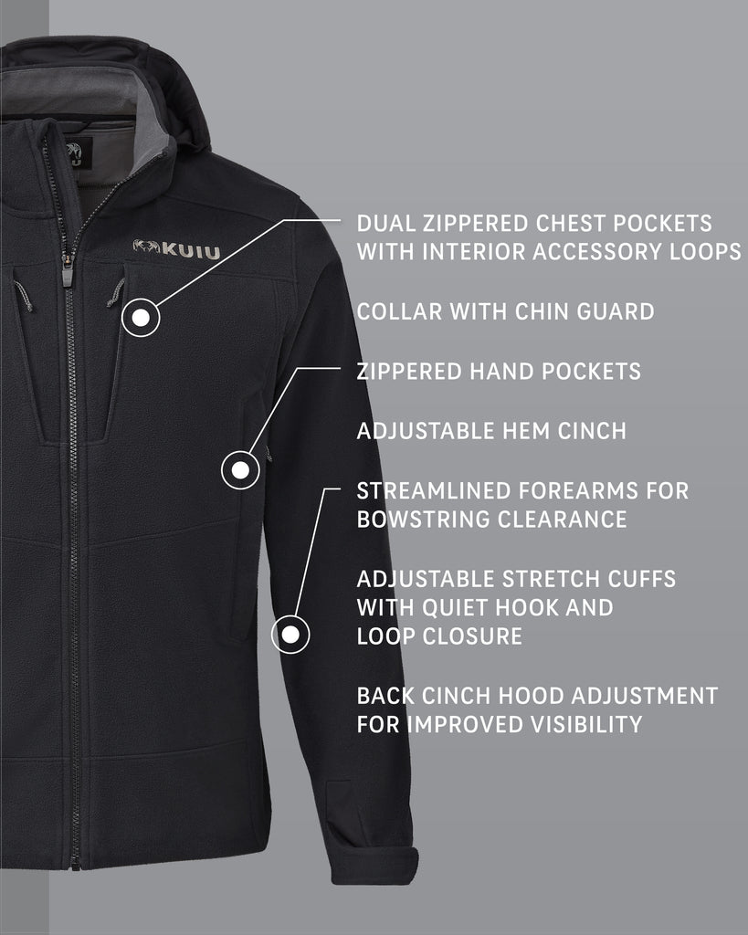 KUIU Proximity LT Hooded Windproof Hunting Jacket - Black