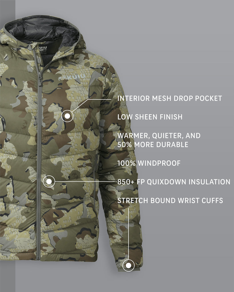 Men's Super Down LT Hooded Jacket - Valo Camo | KUIU